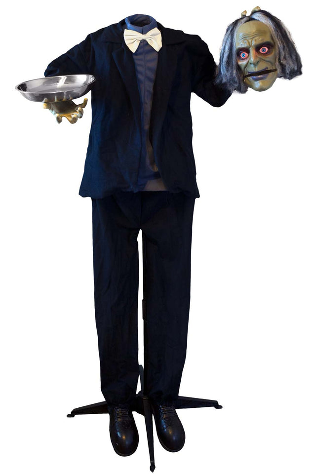 4ft 9in Animatronics Standing Headless Butler with Candy Dish Prop Dec ...