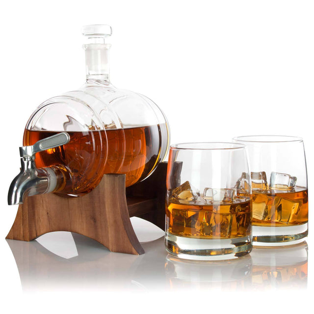 Whiskey Barrel Decanter Set with Glasses and Stones - Atterstone ...
